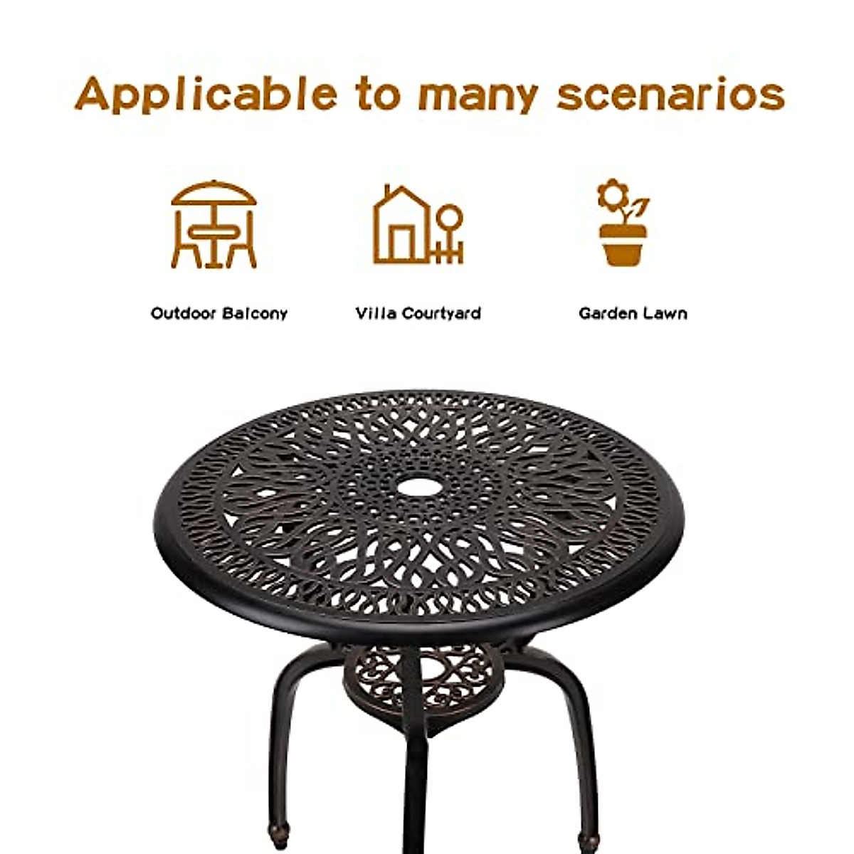 3-Piece Patio Bistro Furniture Set Cast-Aluminum Bistro Table Set for Lawn,Garden,Backyard (YILI Copper)