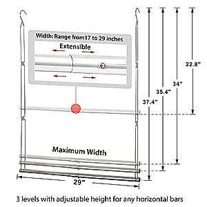STORAGE MANIAC Hanging Closet Rod, Adjustable Width and Height Closet Hanging Organizer, Space-Saving Clothes Hanging Bar, Closet Extender Hanging Rod Double Closet Hanging Rod, 1 Pack Chrome