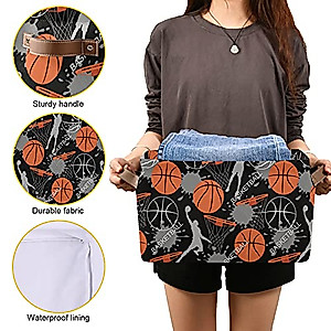 Play Basketball Pattern Storage Baskets for Toy Clothes Books Gifts Empty Shelves Rectangular Storage Bin for Shelves Closets Laundry Nursery Decorative Storage Boxes Collapsible,15x11x9.5x1pack