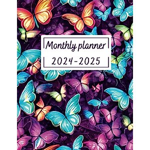 Monthly Planner 2024-2025: Two Year Monthly Planner (January 2024 to December 2025), Monthly Calendar and Organizer with Federal Holidays & Inspirational Quotes (Cute Butterfly Cover)