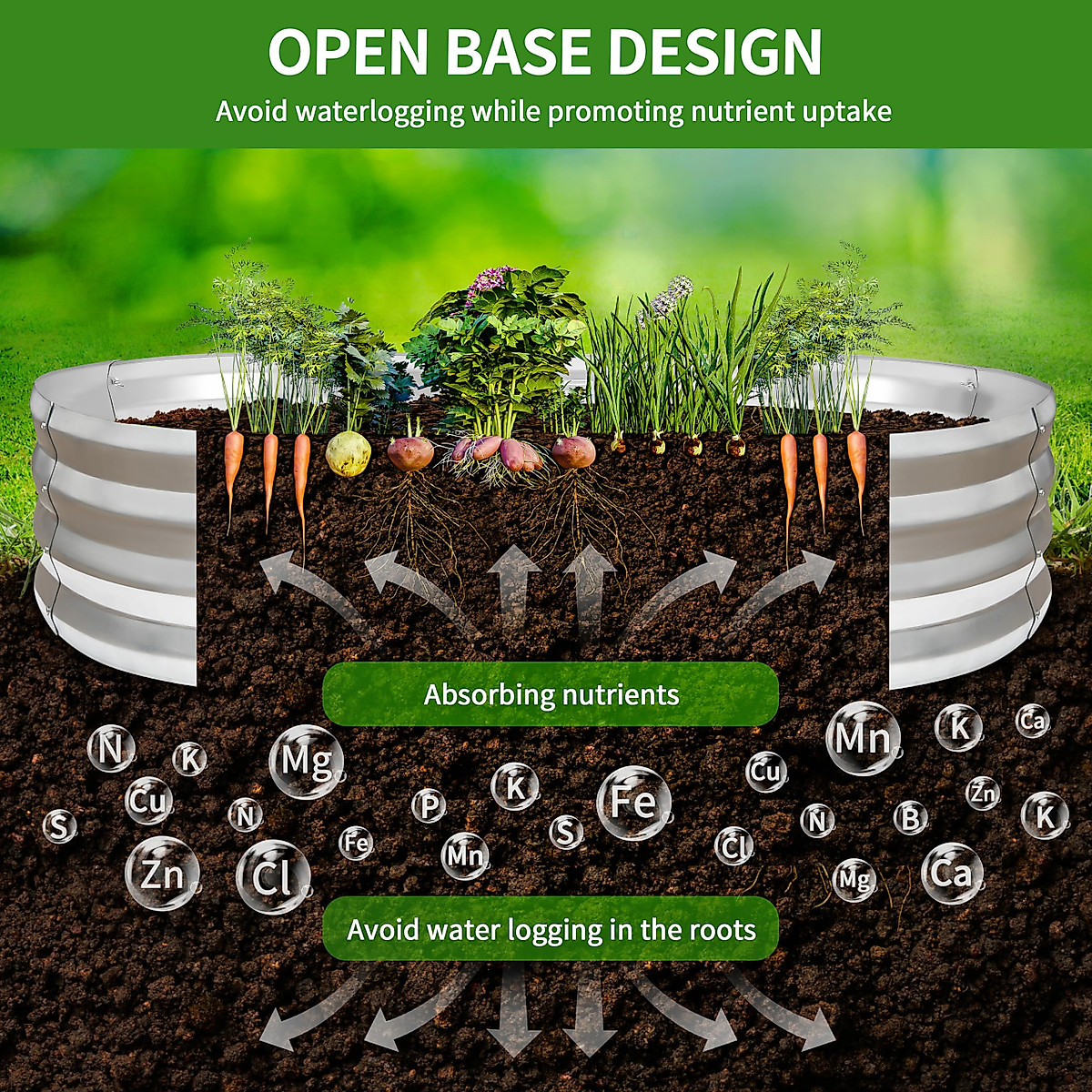 LANXU Galvanized Raised Garden Bed, 0.6MM Thickness, 4x2x1FT, Breathable Side Vents Metal Garden Planter for Vegetables Flowers Herbs