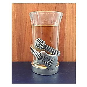 Basic Spirit Guitar Pewter Shot Glass for Music Lover Home Bar, Stocking Stuffer, Party Favor or Gift