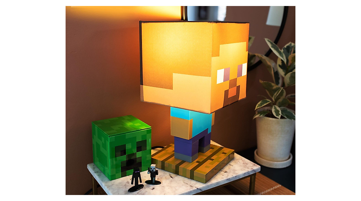 Minecraft Steve 13-Inch LED Desk Lamp - Official Gaming Mood Light