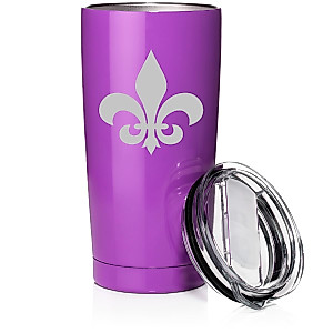 Smooth Body Tumbler Stainless Steel Vacuum Insulated Travel Mug Cup Gift Fleur-de-lis (Purple, 20 oz)