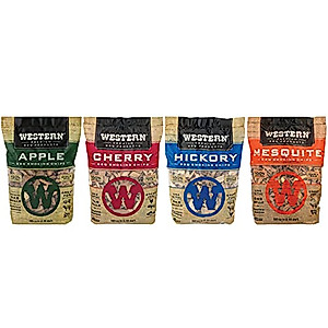 MIJIG Western BBQ Premium‎ Wood Smoking Chips Variety (Pack of 4) Bundled with ProGrilla Smoker Box