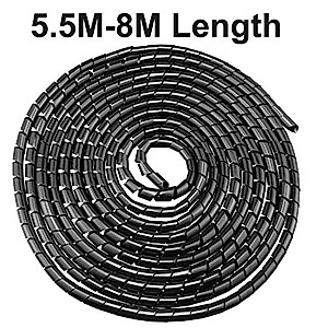 uxcell Spiral Cable Wrap Wire Cord Wraps 1/2-inch x 18ft Black PE Polyethylene Tubing for Computer Wire