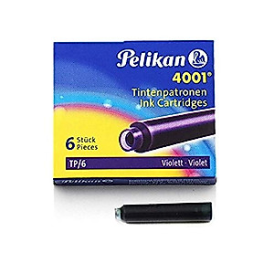 Pelikan 4001 TP/6 Ink Cartridges for Fountain Pens, Violet, 0.8ml, 6 Pack (301697)