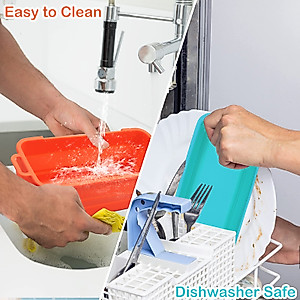 CANIPHA 2Pcs Silicone Grease Cup Liners for Blackstone 17/22/28/30/36 Inch Griddle, Foldable Catcher Tray Liner, Reusable Drip Pan for Black Stone Trays Gate, Griddle Accessories(Blue, Red)