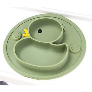 Qshare Toddler Plate, Portable Baby Plates for Toddlers and Kids, BPA-Free Strong Suction Plates for Toddlers, Dishwasher & Microwave Safe Silicone Placemat 9x6x1.4 inch