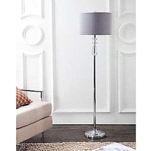 JONATHAN Y JYL2027A Layla 59.5" Crystal/Metal LED Floor Lamp Contemporary,Transitional,Traditional,Classic for Bedrooms, Living Room, Office, Reading, Clear/ChromeWithGrayShade