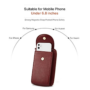 BROMEN Small Cell Phone Purse Crossbody Bags for Women Vegan Leather Wallet Purse with Credit Card Holder Red