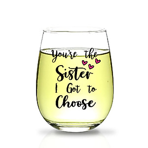 SOCOARZR Sister Gifts,Mothers Day, Valentines Day,Christmas,Birthday Gifts for Sister,Women,Friend - You are the sister I go to choose Wine Glass for Sisters in Law