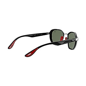Ray-Ban RB3674M Scuderia Ferrari Collection Round Sunglasses, Silver/Dark Green, 51 mm