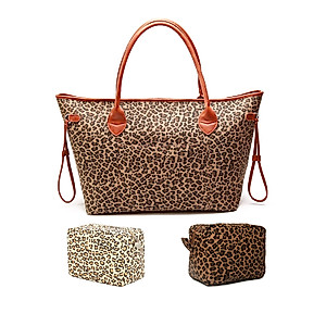 JIU HONG CHAO Leopard Cosmetic Bags Big Cheetah Print Makeup Bag Lightweight Canvas Travel Toiletry Purses Accessories Organizer Pouch Gifts for Women