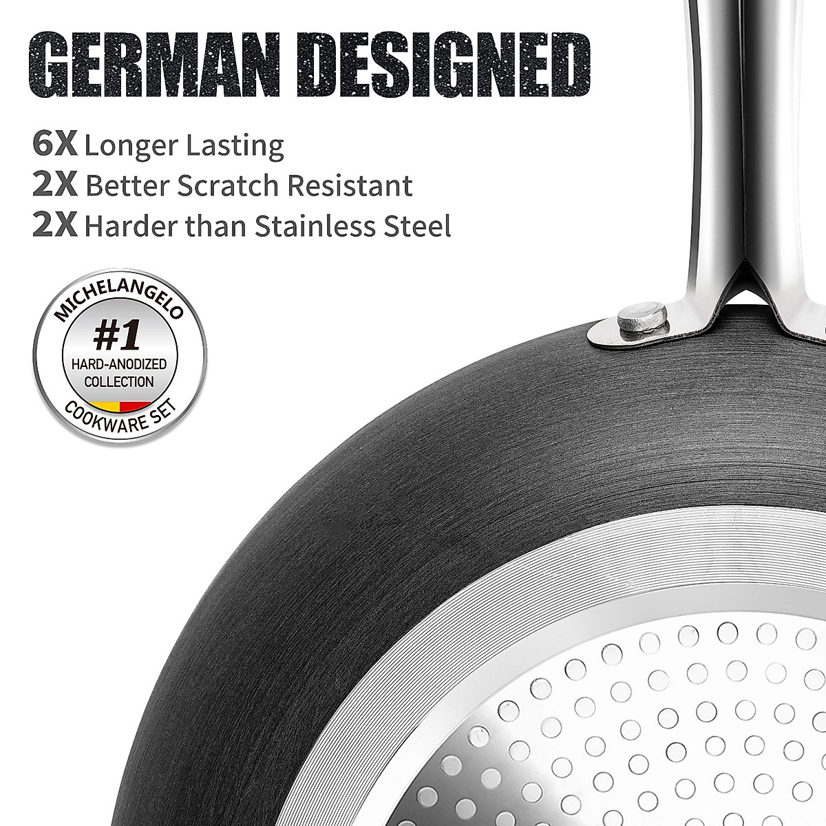 MICHELANGELO 10 Inch Frying Pan with Lid, Hard Anodized Frying Pan Nonstick, Granite Frying Pans Nonstick with Lids, 10 Inch Induction Skillet Nonstick Frying Pan