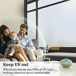 Window Film Frosted Glass Window Privacy Film No Glue Bathroom Window Privacy Film Static Cling Non-Adhesive Sun Blocking Heat Resistant Nighttime Privacy Covering Light Filtering