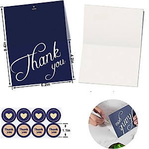 Oletx 36pcs Navy Blue Thank You Cards Bulk with Envelopes, Stickers, 4.2x6.2 Thank you Card Box Set for Wedding, Baby,Bridal Shower, Small Business, Funeral