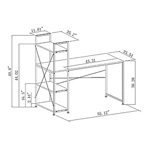 Realspace® Trazer 56"W Computer Desk With Storage Shelves, Gray
