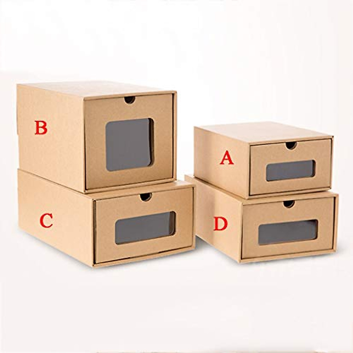 AVEO Shoe Rack Transparent Cowhide Paper Box Thickened Kraft Cardboard Box Transparent Drawer Shoebox Receptacle Box Paper Storage Shoe Cabinet (Color : A)