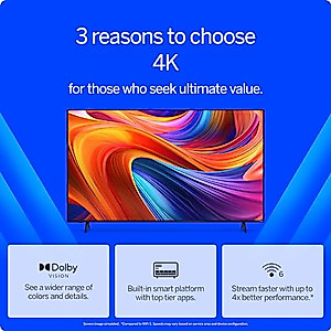 VIZIO 50" 4K Resolution HDR Smart TV, Dolby Vision HDR/HDR10+, WiFi 6 - (Renewed)