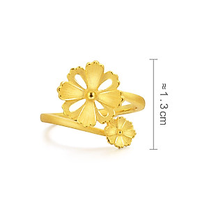 CHOW SANG SANG Cultural Blessings Daily Bliss 999.9 24K Gold Price-by-Weight 3.36g Gold Luxurious Blossom Ring (Size 13) for Women and Wedding Occasion 88427R (13) (17)