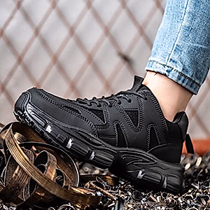 SYLPHID Steel Toe Shoes for Women, Womens Steel Toe Sneakers, Women’s Safety Work Shoe Breathable Lightweight, Slip Resistant