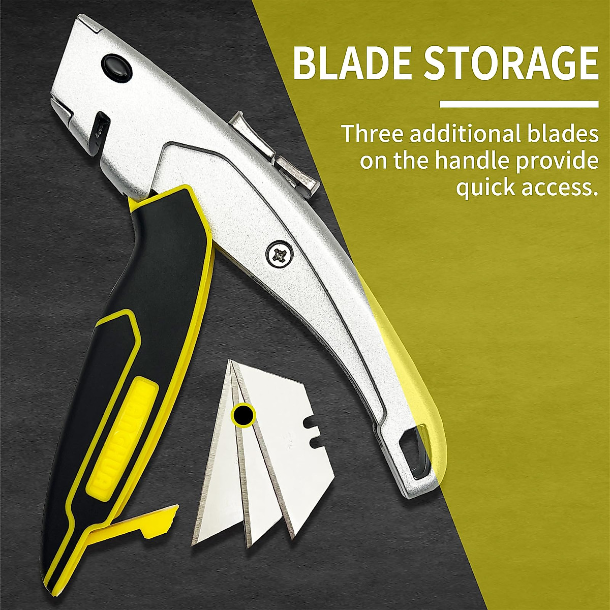 Utility Knife, JIANGHUA Heavy Duty Box Cutter, Quick Change Blade Razor Knife with 10 Extra Blades and Safety Lock, Easy Release Button for Cartons, Cardboard, Boxes