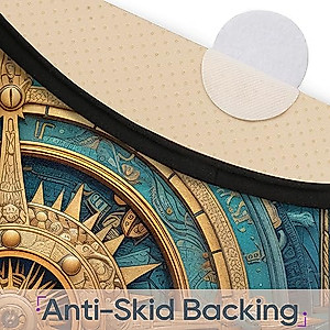 Blue Compass Rose Round Rug 5ft, Round Area Rug Ocean Nautical Non-Slip Circle Rug Indoor Floor Mat Carpet for Bedroom Living Room Kitchen Decor, 5' x 5' Round