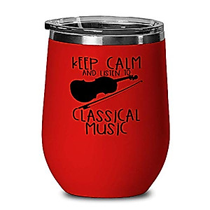 Classical Music Wine Glass, Wine Tumbler Red, Classical Music Stainless Steel Insulated Lid Wine Glass Mug Cup Present Idea