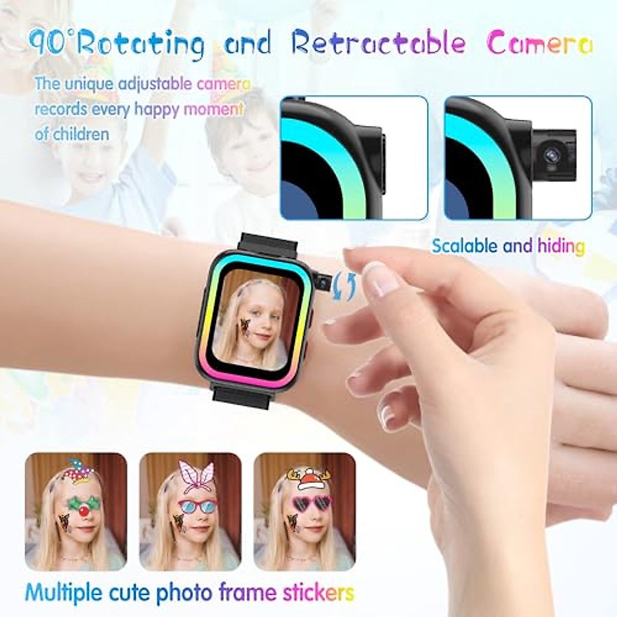 Hewitto Smart Watch for Kids, Kids Smart Watches Girls with Touch Screen and HD Camera, 12 Game Video Music Player Audiobook Alarm Clock Pedometer, Kids Watch for Boys Girls