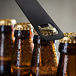 16 Pieces Stainless Steel Bottle Opener Bottle Shaped Can Openers Black Beer Opener Flat Handle Beer Bottle Opener for Home Kitchen Bar Restaurant Party Tools Supplies
