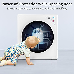 Winado Portable Clothes Dryer, 2.6 Cu.ft. Mini Laundry Dryer, 9LBS Compact Electric Dryer w/Simple Control Knob, Stainless Steel Tub, Wall Mounting Kits, for Apartments Dorms RVs 1400W