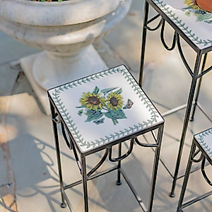 Zaer Ltd. “Marisol” Set of 3 Square Nesting Iron Mosaic Plant Stands