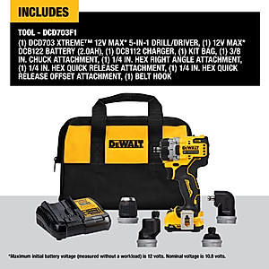 DEWALT XTREME(TM) 12V MAX* Brushless Cordless 5-in-1 Drill/Driver Kit (DCD703F1)