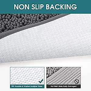 HOMEIDEAS Absorbent Dog Rug, Door Mat for Dog & Cat, Microfiber Chenille Dog Mat for Paws, Non Slip Indoor Door Rug, Pet Rug for Crate, Machine Washable Quick Drying Entry Rug, Grey, 24''x36''