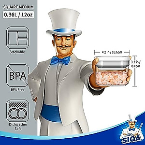 MR.SIGA 4 Pack Airtight Food Storage Container Set, BPA Free Kitchen Pantry Organization Canisters, One-Handed Airtight Cereal Snack Candy Storage Containers, 360ml / 12.2oz, Small, White