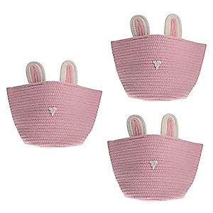 Cabilock Boho Home Decor Home Decor 3pcs Rope Rabbit Basket Snacks for Nordic Storage Basket Cotton Rope Pink Boho Decor Woven Basket