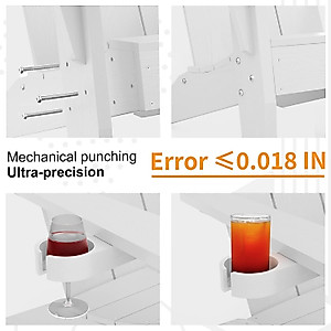 MXIMU Modern Adirondack Chairs Set of 6 Weather Resistant with Cup Holder Oversize Plastic Fire Pit Chairs Plastic Outdoor Chairs for Firepit Area Seating (White)