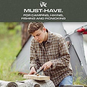 ODENWOLF Paring Knife - 4 Inch Serrated Utility Knife - Folding Chef Knife - Kitchen Knife - Alloy Steel & Stainless Steel - Ideal for Outdoor Use, Camping, Hiking, Fishing