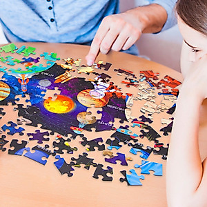 Anzon Mories Solar System Puzzle 100 Pieces (Unique Shape), Space Large Kid Jigsaw Size 19x14, Educational Preschool Universe Planet Learning Toy for Boy, Girl, Teenager, Children 3 4 5 6 7 8