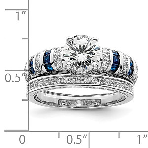 IceCarats 925 Sterling Silver Blue White Cubic Zirconia CZ Engagement Wedding Band Ring R Size 7