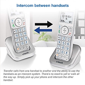 VTech VS112-27 DECT 6.0 Bluetooth 2 Handset Cordless Phone for Home with Answering Machine, Call Blocking, Caller ID, Intercom and Connect to Cell (White)