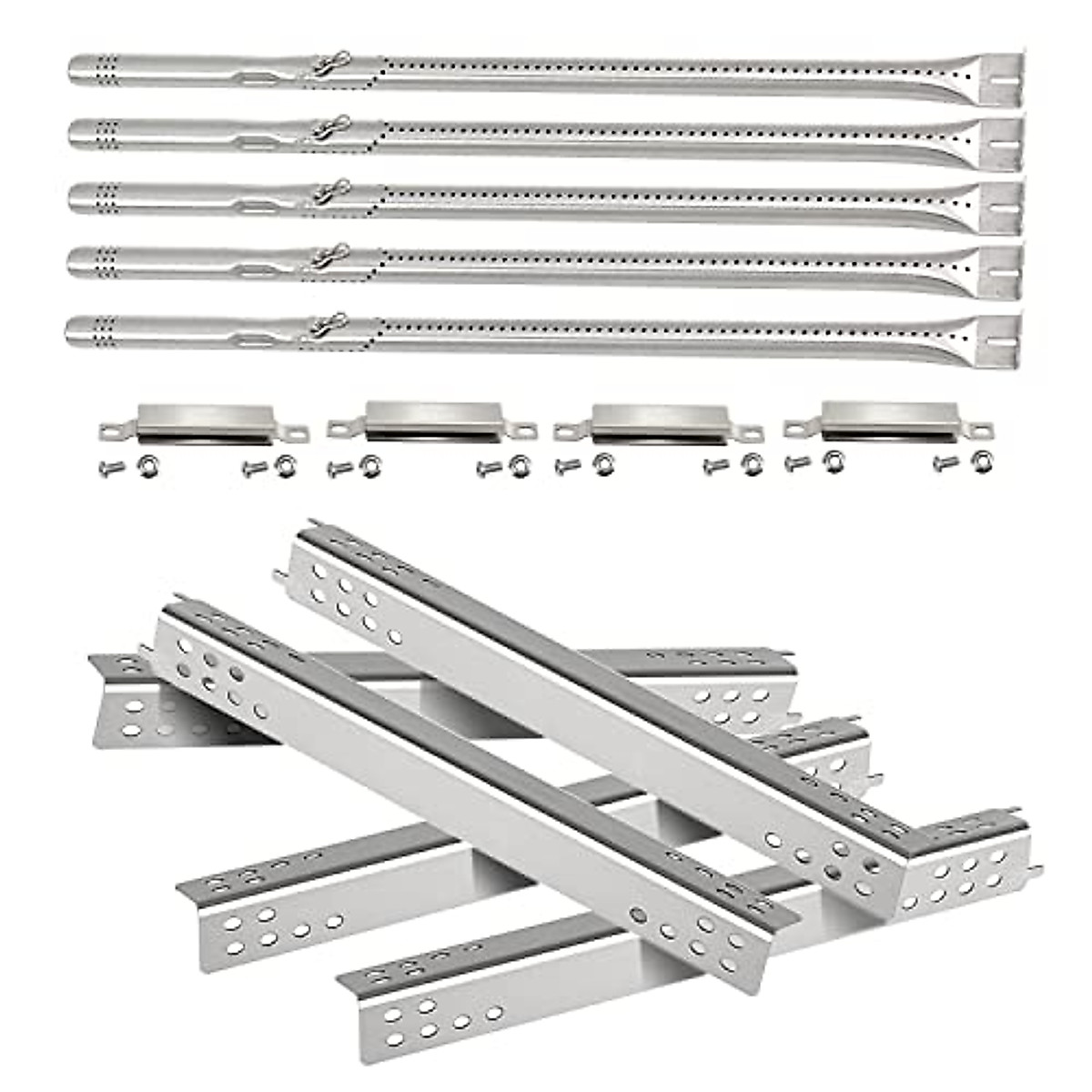 Grill Part Kit Replacement for Charbroil Performance 5 Burner Gas Grills 463347519 463347017 463335517 463276517 463244819 463376319, Heat Plates, Burners, Adjustable Crossover Tube, Stainless Steel