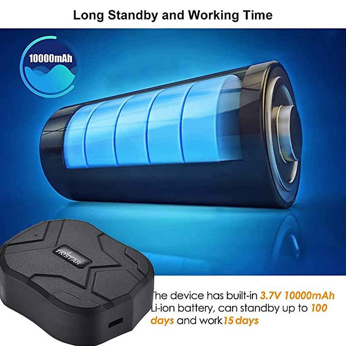 TKSTAR 4G GPS Tracker for Vehicles Hidden 10000mAh Car Tracker with Strong Magnet Real-time Anti-Theft Vehicle Tracking Device for Car/Motorcycle/Truck/Boat/Fleets-4G TK905B