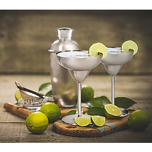 Oggi Stainless Steel Margarita Glasses - 12oz, Set of 2 - Unbreakable Margarita Glasses, Ideal Outdoor Margarita Glasses for Boating, RV, Parties, Stylish Cocktail Glasses & Margarita Glass Gift Set