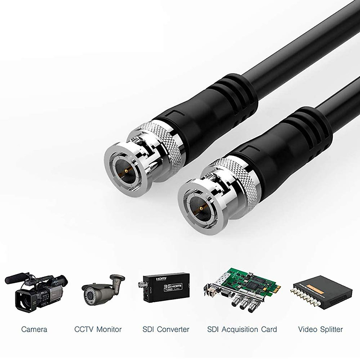 JOINSI 5-Pack 5ft BNC Male to BNC Male Jumper 75-Ohm Cable Extension Connector for CCTV DVR to TV System