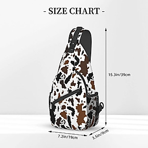 Cow Print Sling Bag,Crossbody Sling Backpack,Travel Hiking Chest Bag,Daypack for Purses Shoulder Bag Women Men's