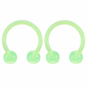 Pierced Owl 16GA Glow in The Dark Flexible Horseshoe Circular Barbells, Sold as a Pair (Green)