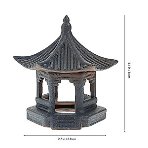 Amosfun Mini Pagoda Statue Miniature Ceramic Pagoda Hexagon Decor Mini Japanese Fairy Garden Figurines for Zen Garden Bonsai Decor