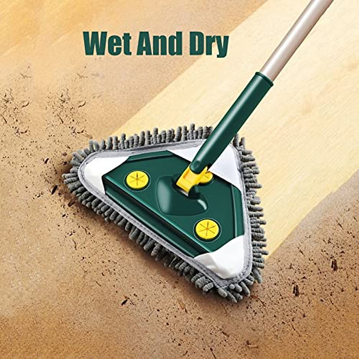 Mops for Floor Cleaning, Extendable Microfiber Triangle Mops for Floor Cleaning with 6 Mop Pads Washable Microfiber,59 Inch Wall Cleaner Mop With Long Handle for Hardwood,Tile,Marble Floor